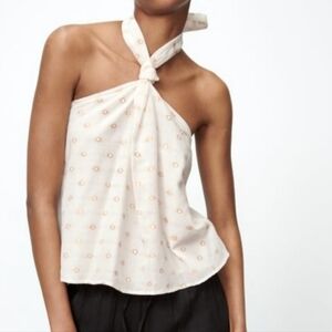 Zara | Tops | Nwt Zara Halter Top With Gold And Silver Dots Size L ...